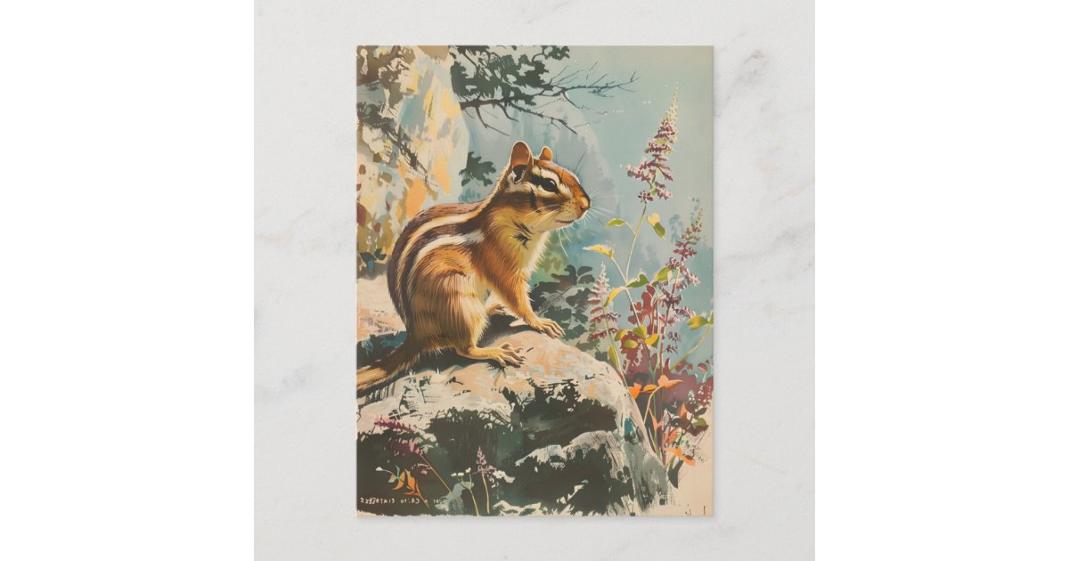 Vintage Portrait of the Eastern Chipmunk Postcard | Zazzle
