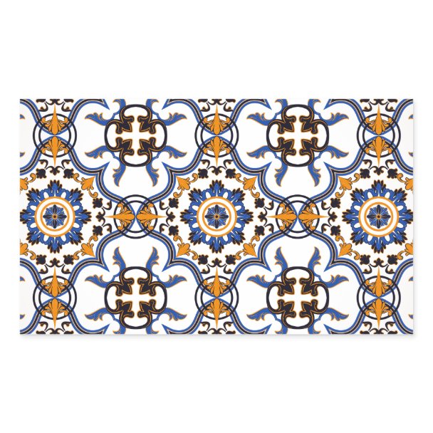 Vintage Portuguese Azulejo Tile Pattern Fabric | Zazzle
