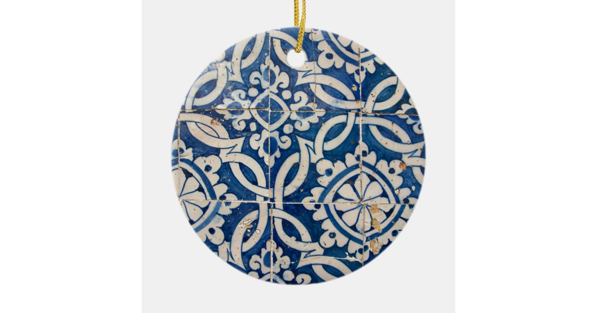 Vintage portuguese azulejo ceramic ornament | Zazzle