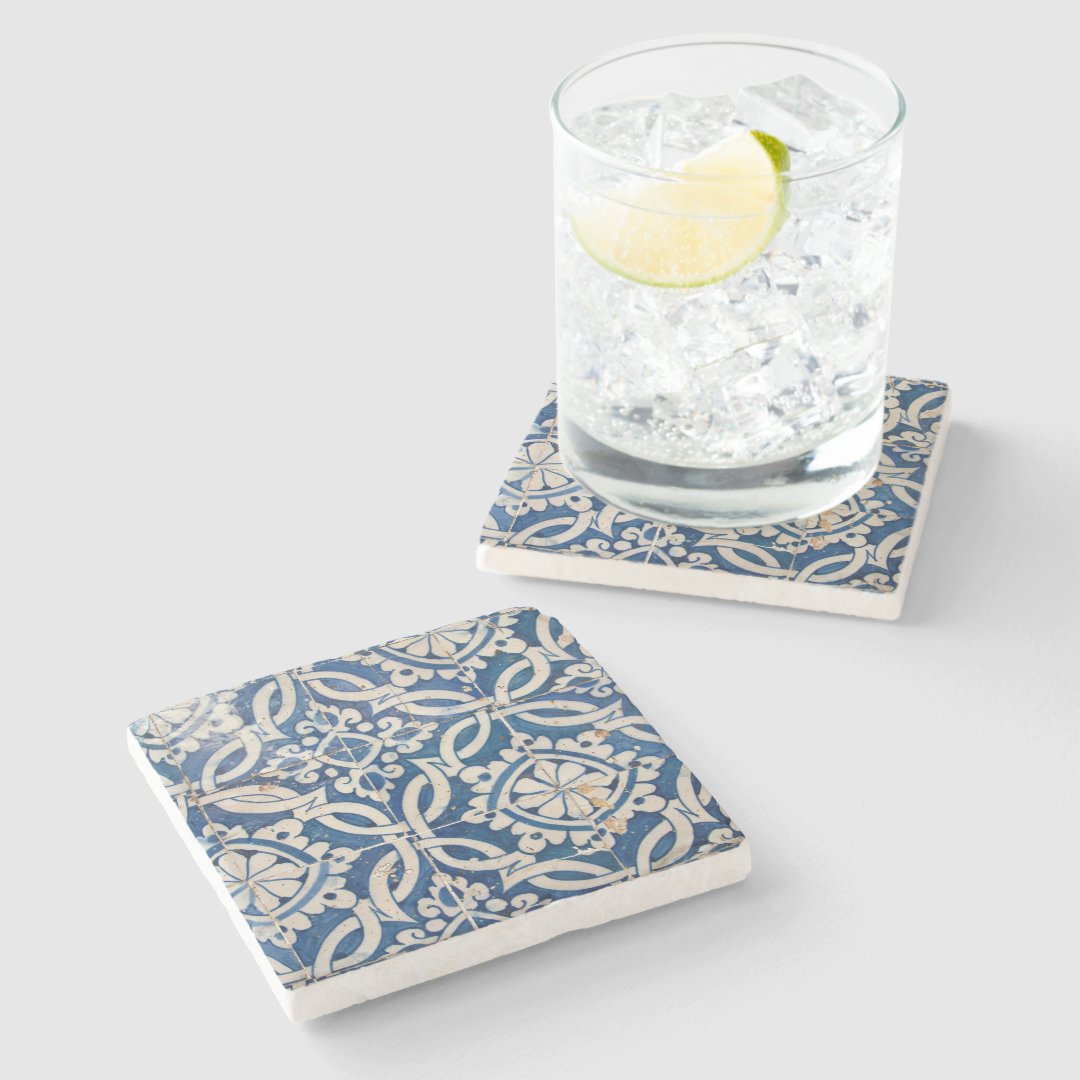 Vintage portuguese azulejo stone coaster | Zazzle