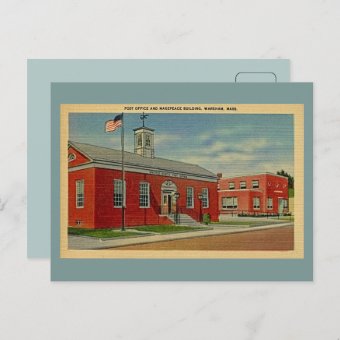 Vintage Post Office, Makepeace Bldg., Wareham, MA Postcard | Zazzle