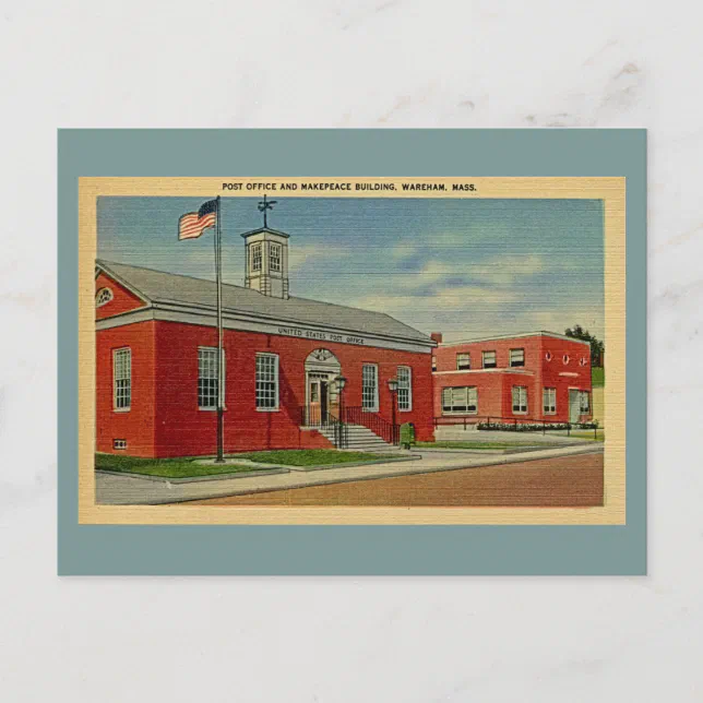 Vintage Post Office, Makepeace Bldg., Wareham, MA Postcard | Zazzle