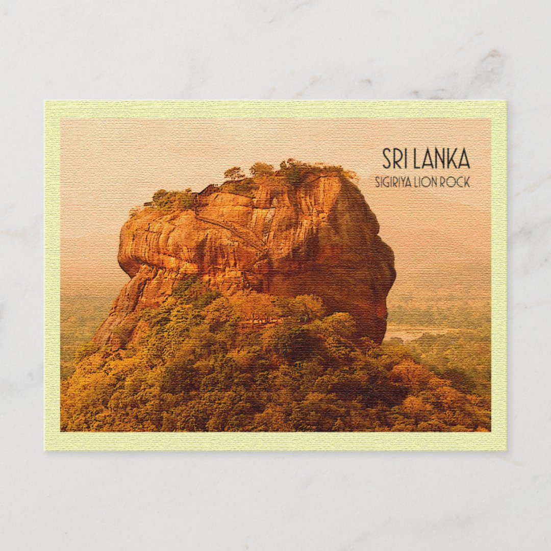 Vintage Postcard Lion Rock Sigiriya Sri Lanka | Zazzle