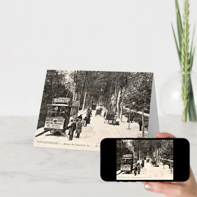 Vintage postcard, Tram in Fontainbleau Card | Zazzle