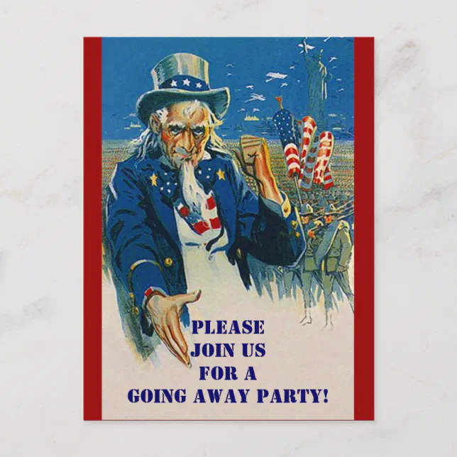 Vintage Postcard Uncle Sam Patriotic Invitation | Zazzle