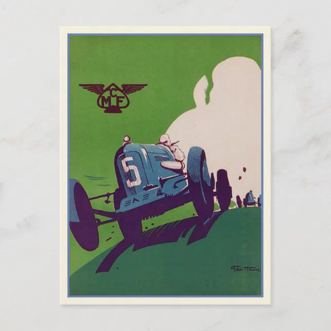 Vintage Postcard With Old Racing Car | Zazzle
