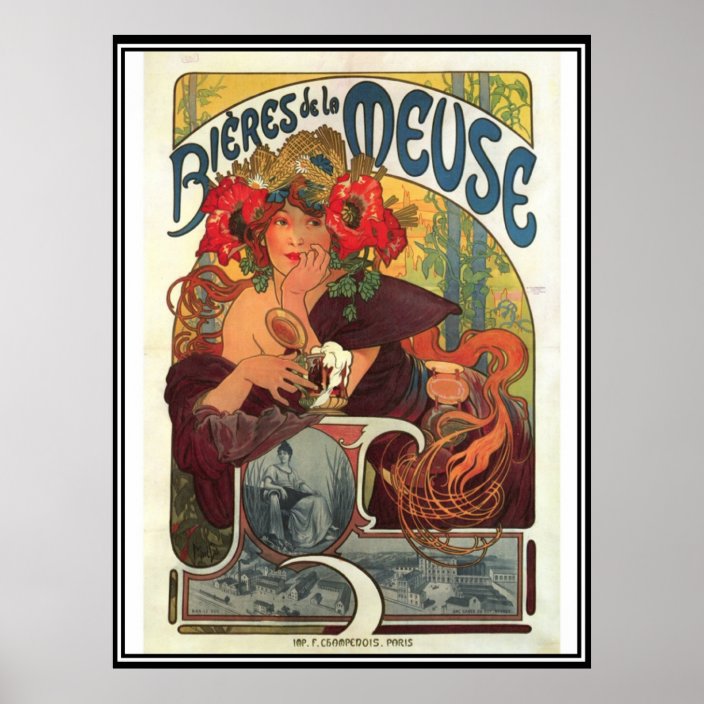 Vintage Poster Alphonse Mucha Beer Ad | Zazzle.com