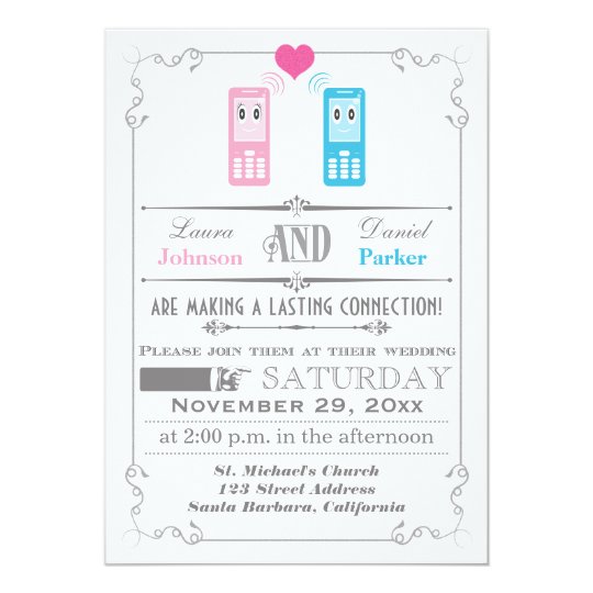 Vintage Poster, Cell Phone Love Wedding Invitation | Zazzle.com