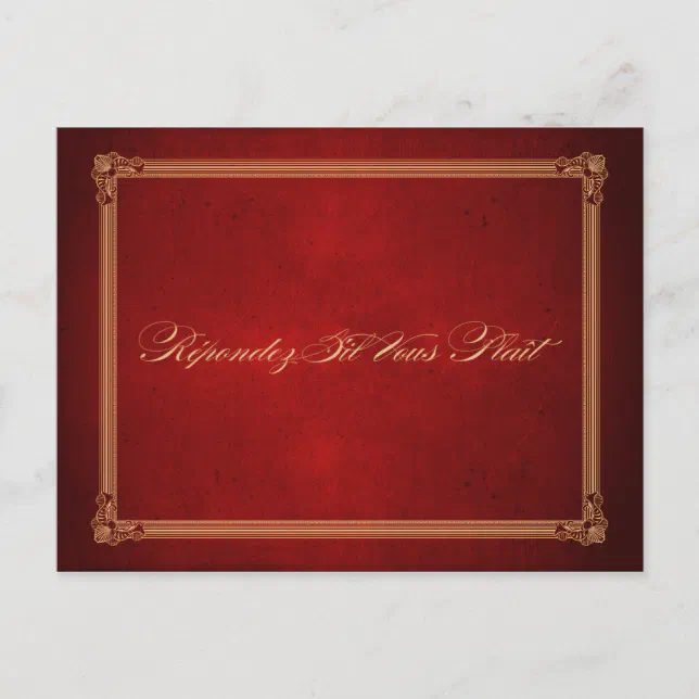 Vintage Poster Deep Red Wedding RSVP Postcard | Zazzle