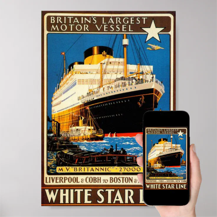 Vintage Poster for the White Star Line | Zazzle