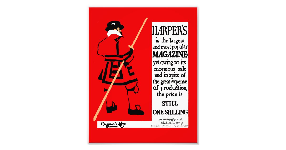 Vintage Poster Harper's Magazine Beefeater | Zazzle