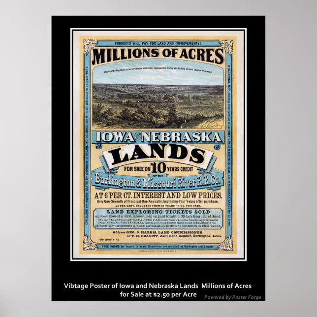 Vintage Poster Iowa/Nebraska Land Sale | Zazzle
