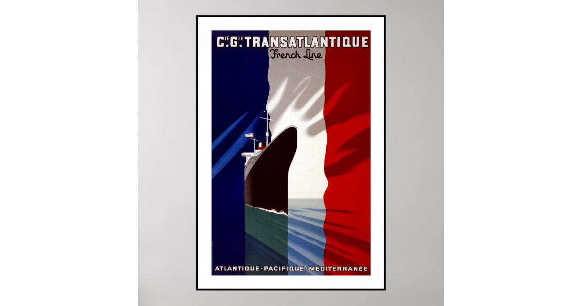 Vintage Poster Print Transatlantic French France | Zazzle