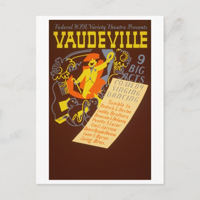Vintage Poster Vaudeville Illustration Postcard | Zazzle.com