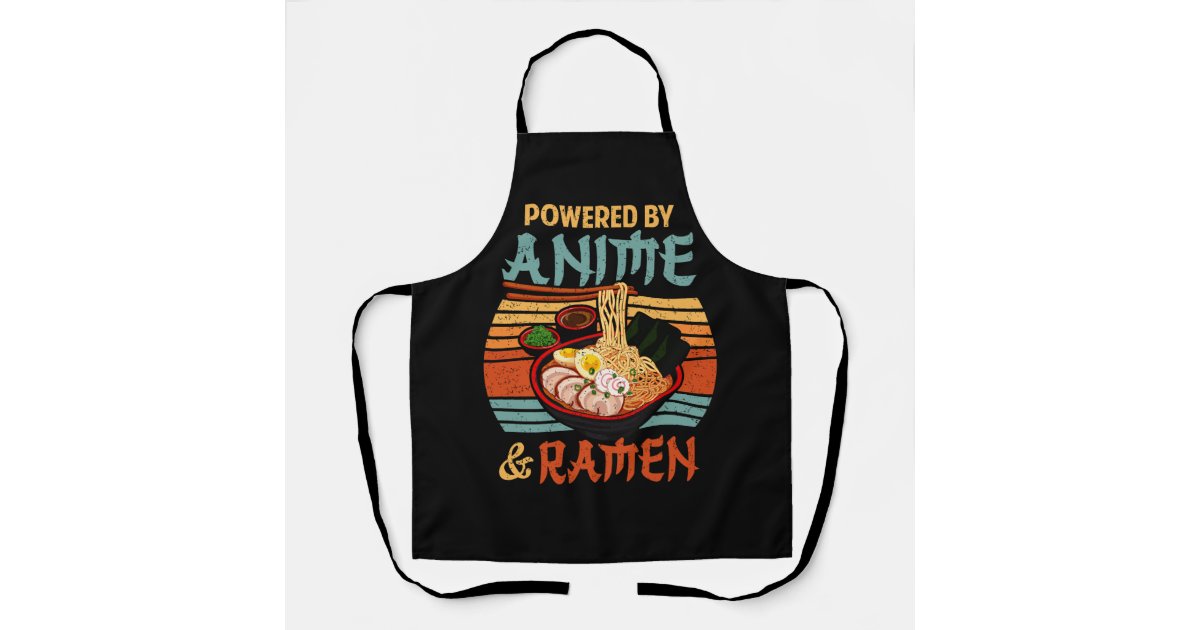 Vintage Powered By Anime and Ramen Love Anime Nood Apron | Zazzle