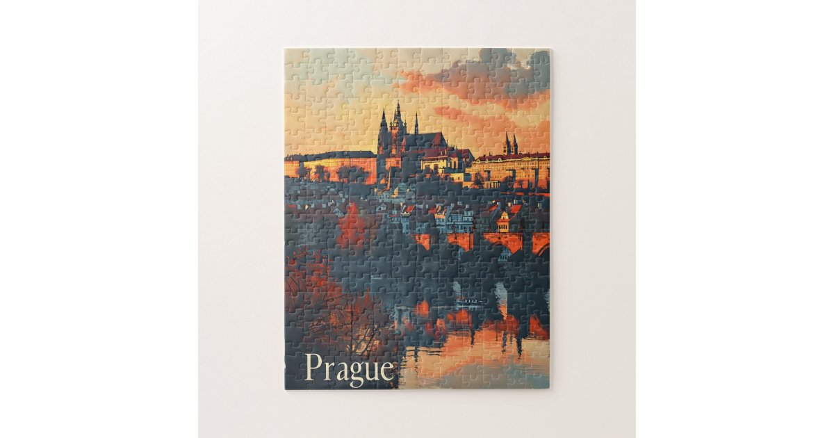 Vintage Prague: Charles Bridge Postcard Jigsaw Puzzle | Zazzle