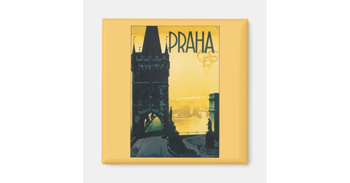 Vintage Prague (Praha) Poster Magnet | Zazzle