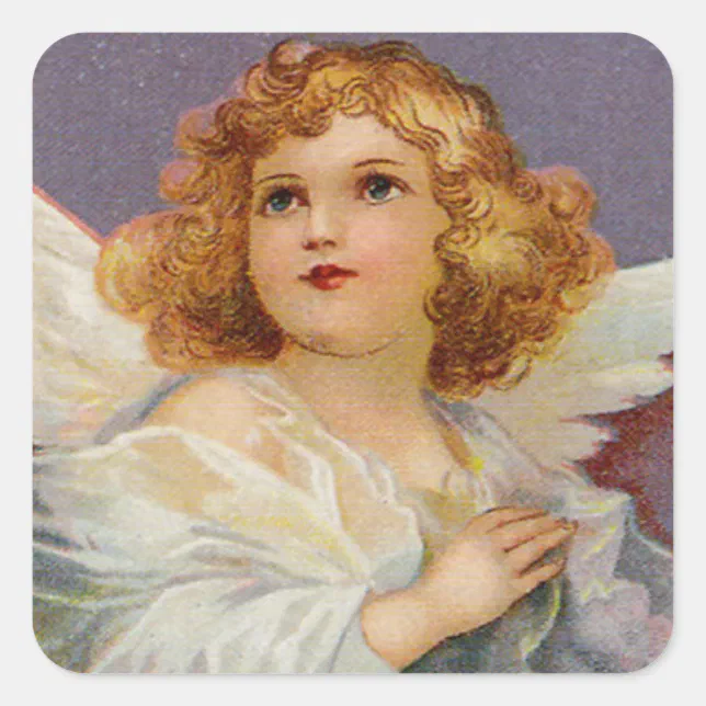 Vintage Praying Angel Square Sticker | Zazzle