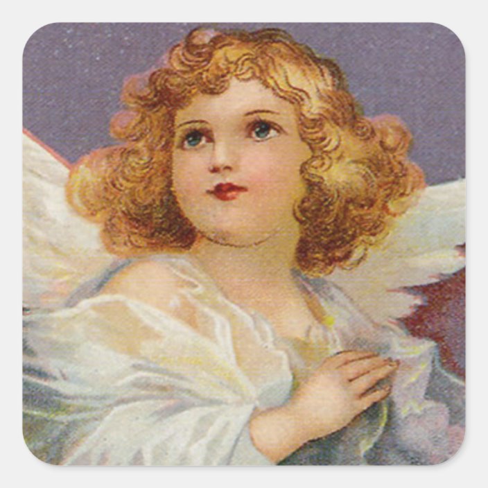 Vintage Praying Angel Square Sticker | Zazzle.com