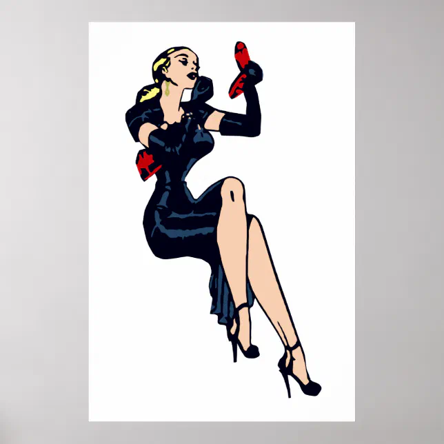 Vintage Pretty Blond Retro Glamor Girl Pinup Poster | Zazzle