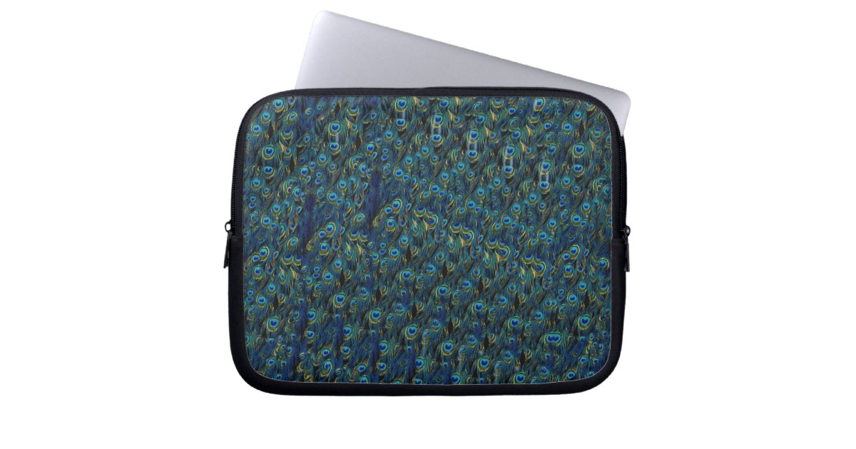 Vintage Pretty Peacock Bird Feathers Wallpaper Laptop Sleeve | Zazzle