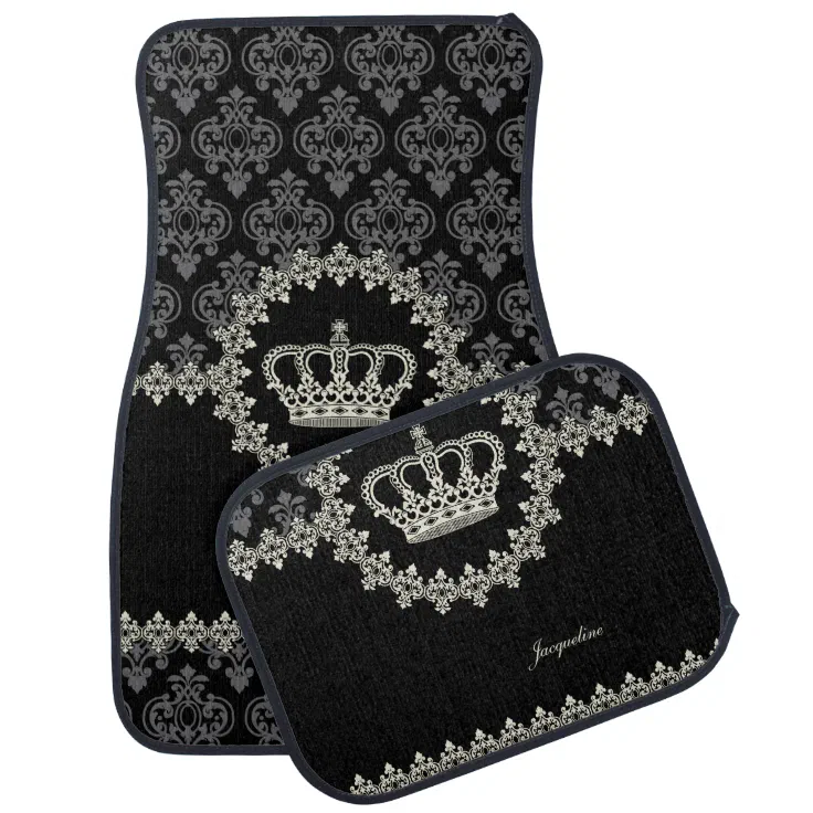Vintage Princess Damask Crown Car Floor Mat | Zazzle