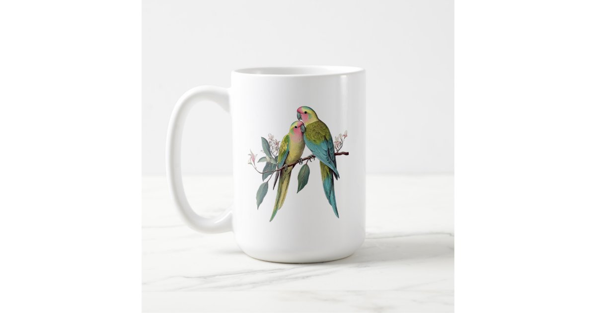 Vintage Princess Parrots Illustration Coffee Mug | Zazzle