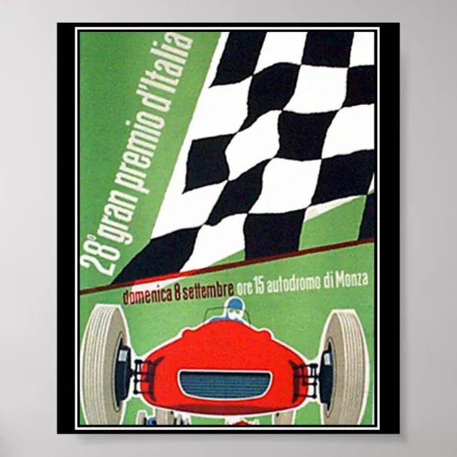 vintage Print Poster Car Race Italy Monza | Zazzle