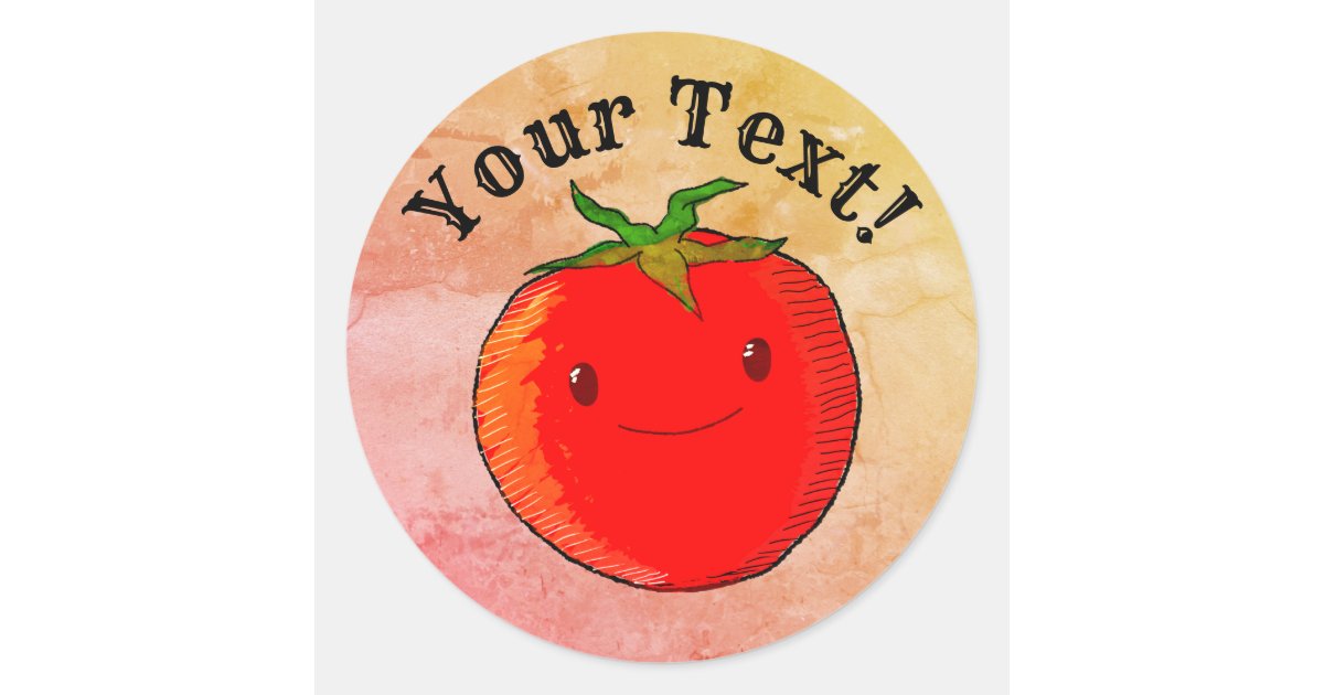 Vintage Print Style Cute Cartoon Tomato Classic Round Sticker | Zazzle