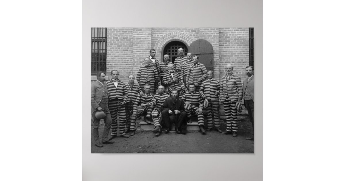 Vintage Prisoners In Striped Uniforms - 1889 Poster | Zazzle