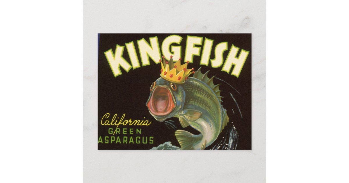 Vintage Product Can Label Art, Kingfish Asparagus Postcard | Zazzle