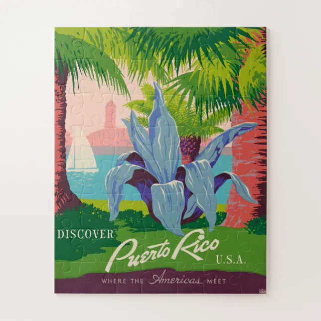 Vintage Puerto Rico Travel Art Ilustration Jigsaw Puzzle | Zazzle