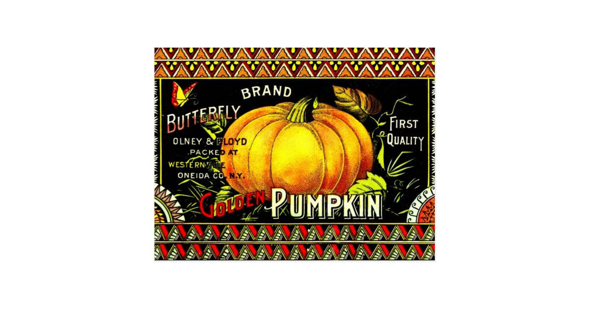 Vintage Pumpkin Label Postcard | Zazzle.com