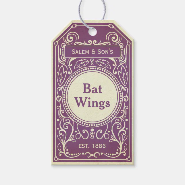 Vintage purple bat wings apothecary label | Zazzle