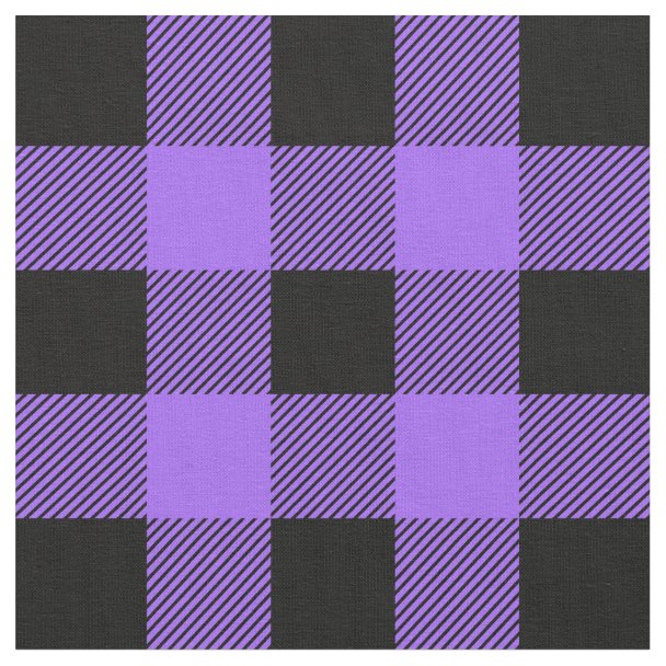Vintage Purple and Black Buffalo Plaid Fabric | Zazzle