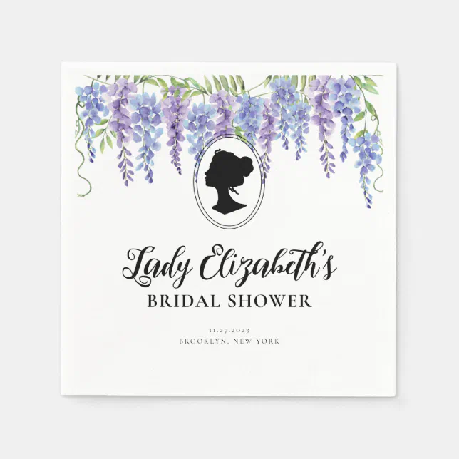 Vintage Purple Florals Regency Era Bridal Shower Napkins | Zazzle