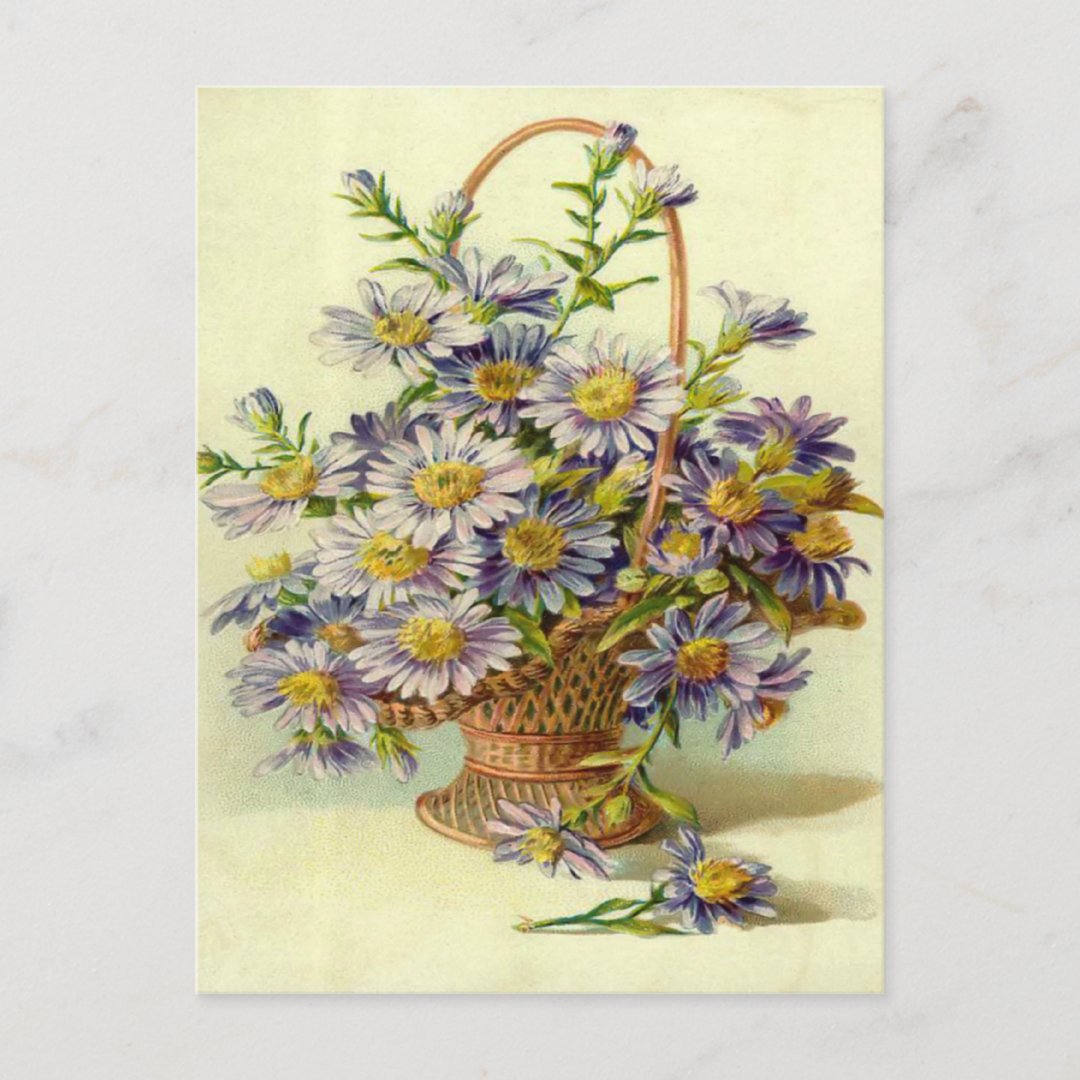 Vintage Purple Flowers Postcard | Zazzle