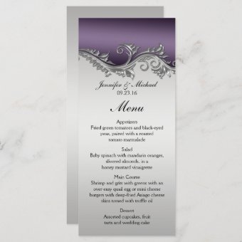 Vintage Purple Gradient and Silver Menu | Zazzle