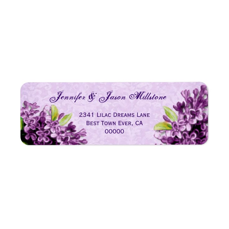 Vintage Purple Lilac Blossoms Wedding Label | Zazzle