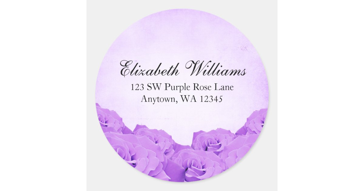 Vintage Purple Rose Address Label Sticker | Zazzle