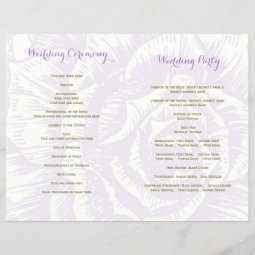 Vintage purple roses wedding folded program | Zazzle