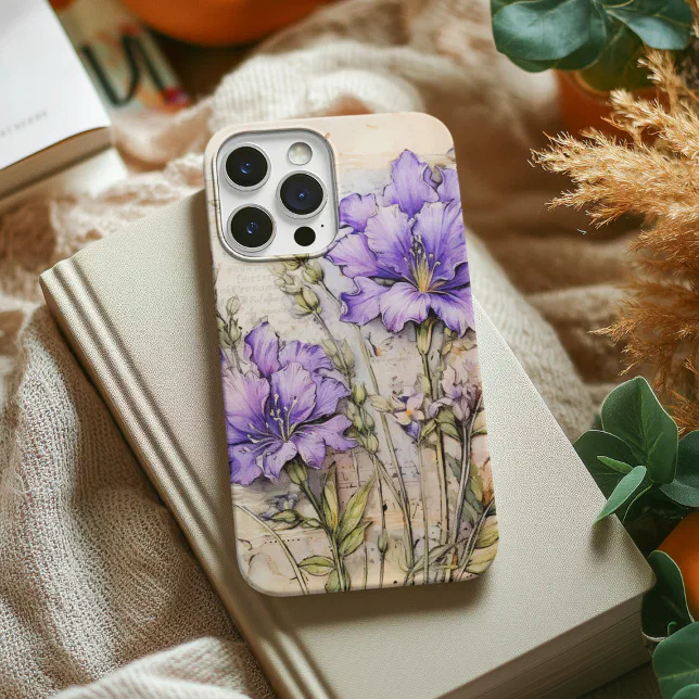 Vintage Purple Watercolor Floral Phone Case | Zazzle