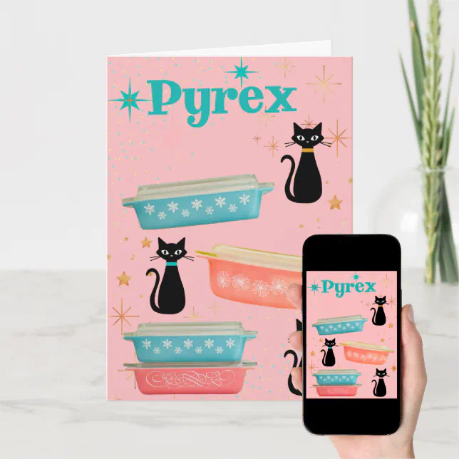 Vintage Pyrex Love RetroBlack Mid-Century Cats Card | Zazzle