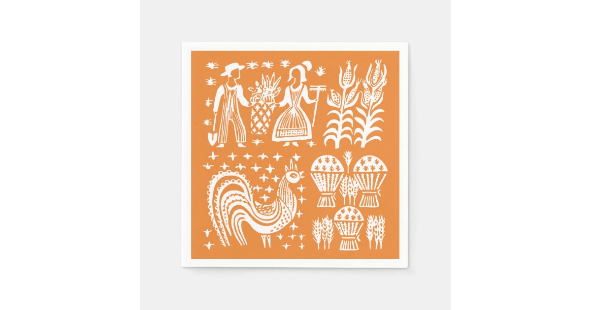 Vintage Pyrex Pattern - Butterprint (Amish Farmer) Napkins | Zazzle