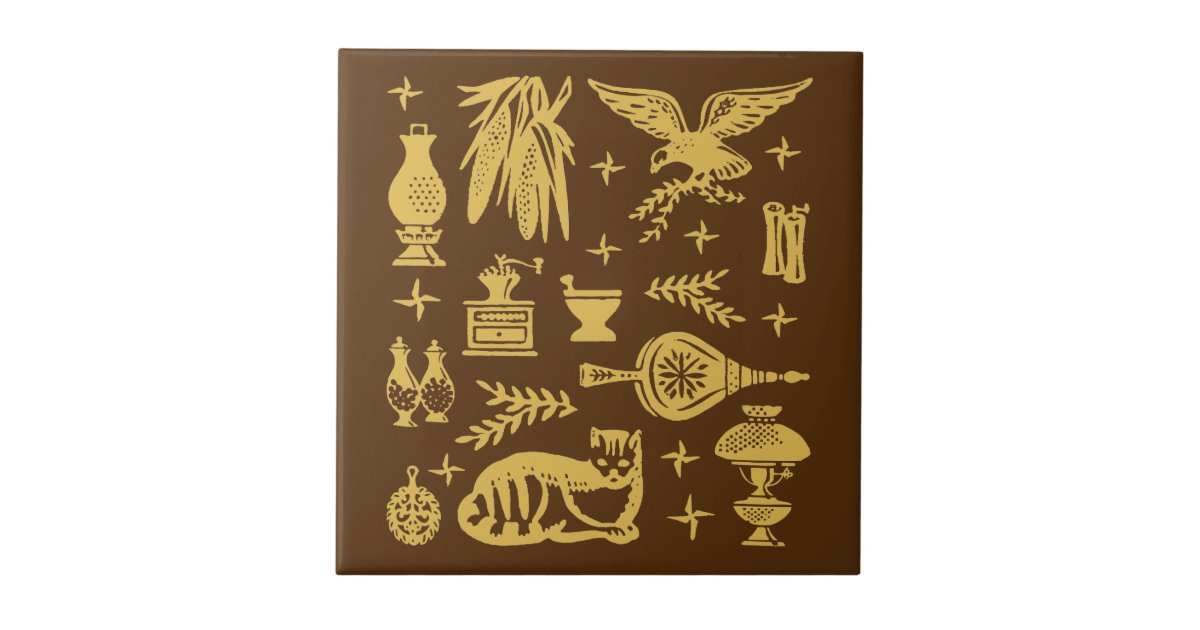 Vintage Pyrex Pattern - Early American (Gold) Ceramic Tile | Zazzle