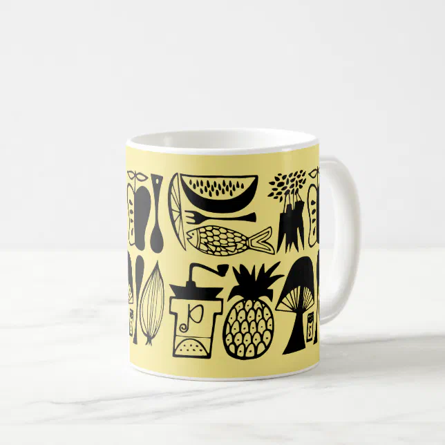 Vintage Pyrex Pattern - Mod Kitchen (Black) Coffee Mug | Zazzle