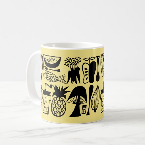 Vintage Pyrex Pattern - Mod Kitchen (Black) Coffee Mug | Zazzle