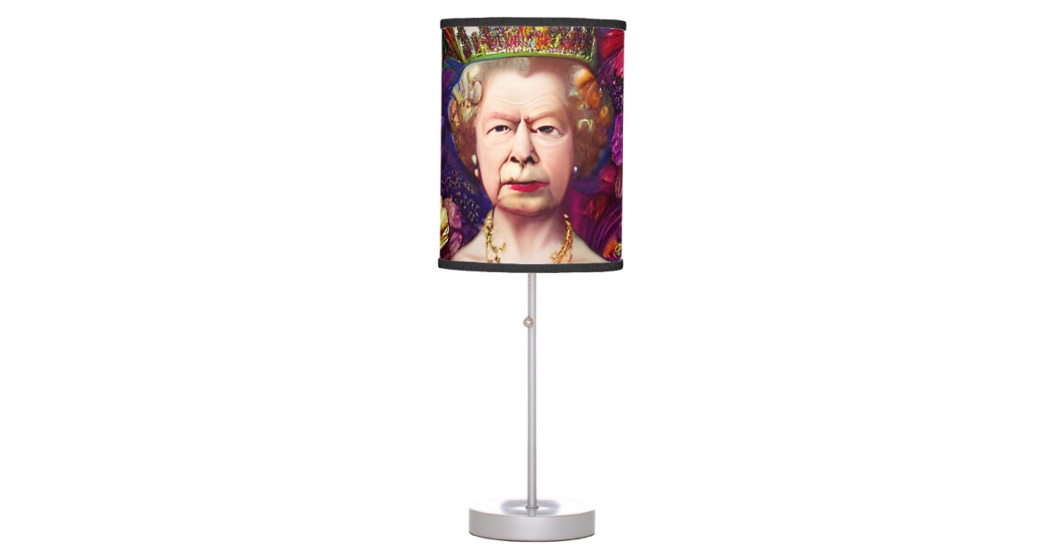 Vintage Queen Elizabeth II Blue Red Rememberance Table Lamp | Zazzle