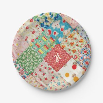 Vintage Quilt Pattern Paper Plate | Zazzle