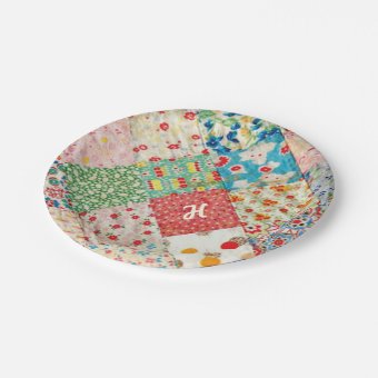 Vintage Quilt Pattern Paper Plate | Zazzle
